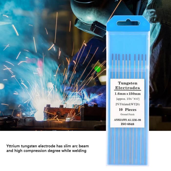 ARAMOX électrode de tungstène WY20 10 pièces WY20 2.0% électrode de tungstène yttrium pointe ...