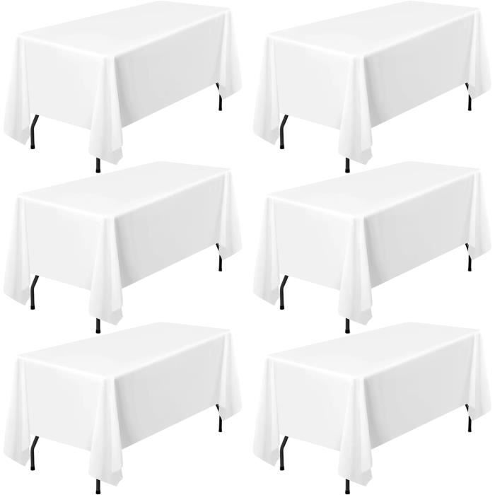 Lot De 6 Nappes En Polyester Blanches Résistantes Aux Taches Et Aux ...