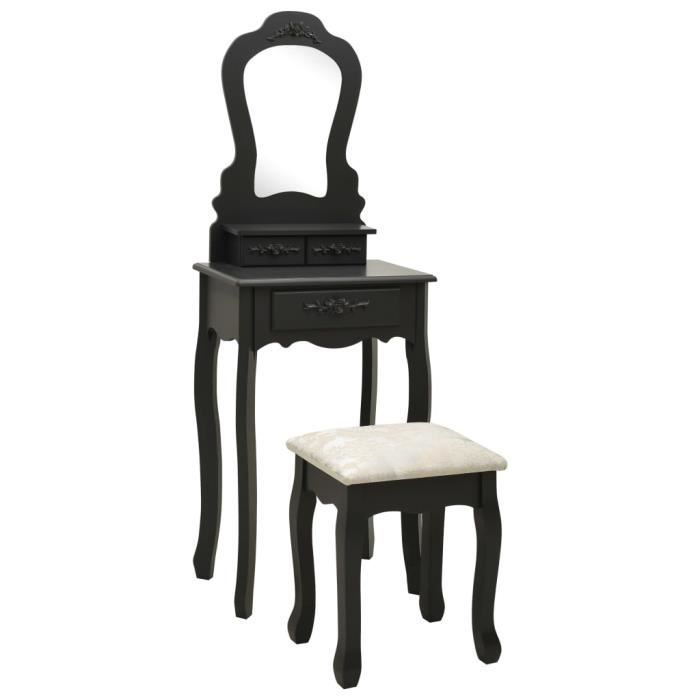 ZHG- MODE&CHIC Ensemble de coiffeuse avec tabouret Noir 50x59x136 cm ...