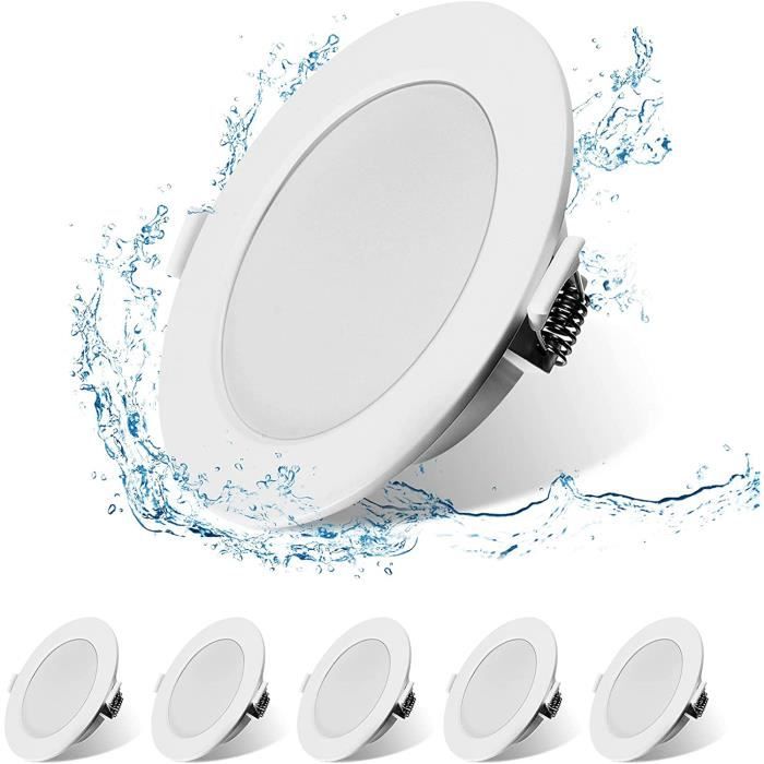 6 Pack LED Spots Encastrables Extra Plat Ultra-mince IP44 6W 500lm Remplacer Halogène 60W Blanc ...