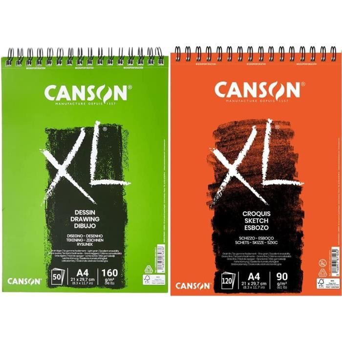 Album 50 feuilles XL® DESSIN - spiralé petit côté - A4 160g-m² & Album 120 feuilles XL® CROQUIS ...
