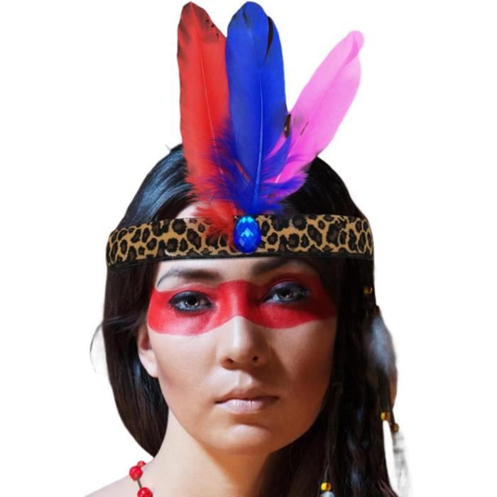 Indien Plumes Bandeaux Léopard Coiffe Amérindien Plume Bandeau Carnaval ...