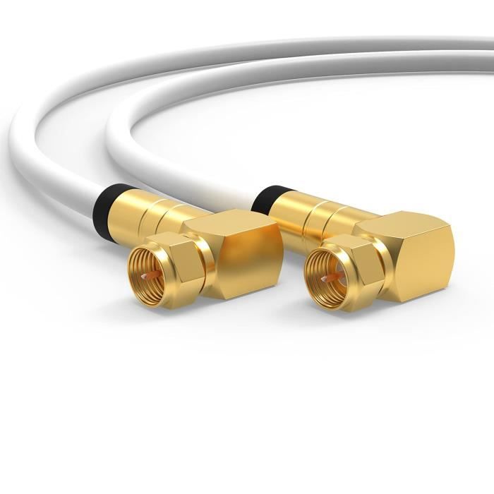Câble SAT Premium 10m Câble Coaxial Connecteur F coudé 90° Classe A+ ...