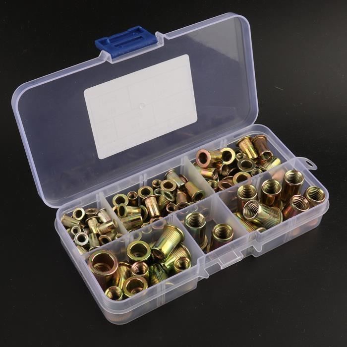 EJ.life Écrou à rivet Lot de 100 écrous à rivets en acier au carbone ...