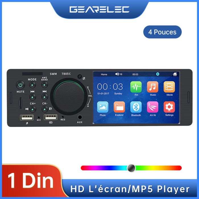 Autoradio MP5 - GEARELEC - 4 Pouces - Bluetooth Appel Mains Libres ...