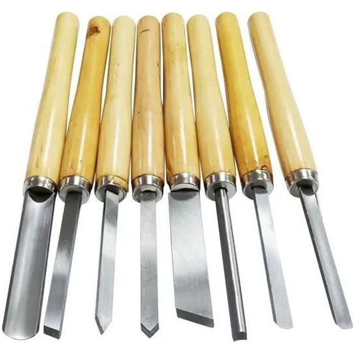 Tour Chisel Set 8 Pièce Set Pour Outils De Tournage En Bois Chisel Gouge À Bois - Cdiscount ...