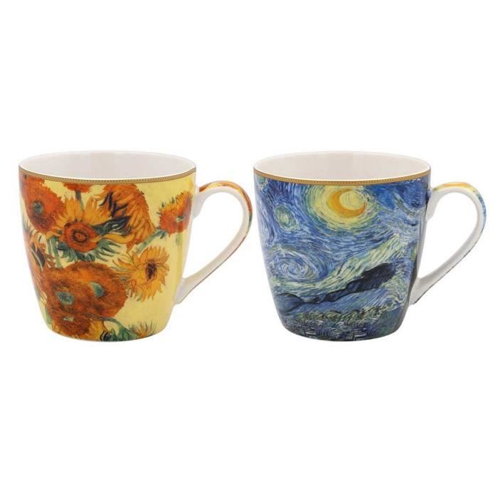Coffret cadeau porcelaine 'Vincent Van Gogh' (2 mugs) - 10x10 cm (450 ...