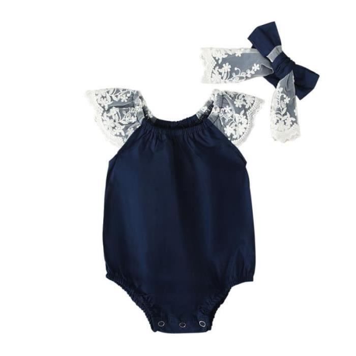 BODY BLEU 0-24 Mois Bébé Fille Body Été sans Manche Combinaison Courte ...