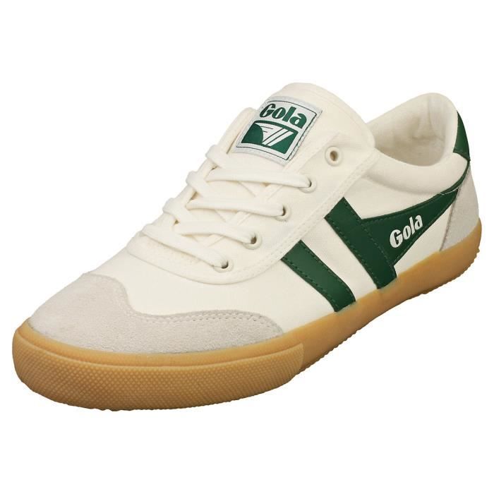 Baskets - Gola - BADMINTON - Homme - Blanc Vert - Textile et Daim ...