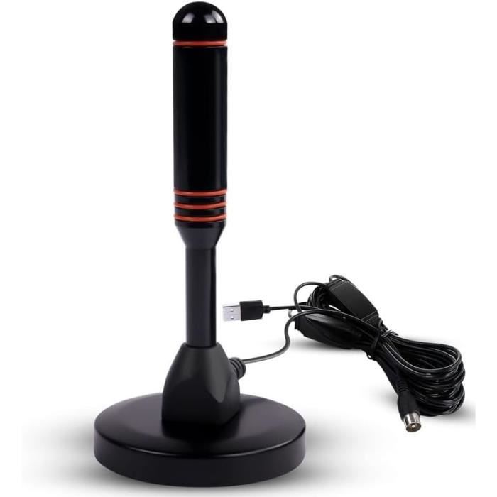Antenne Tv Puissante Pour Intérieur Et Extérieur, Dvb-T2 Dtmb Rotation 360° Avec Base Magnétique ...