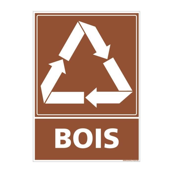 Panneau recyclage tri sélectif des déchets bois - PVC - 150x210 mm ...