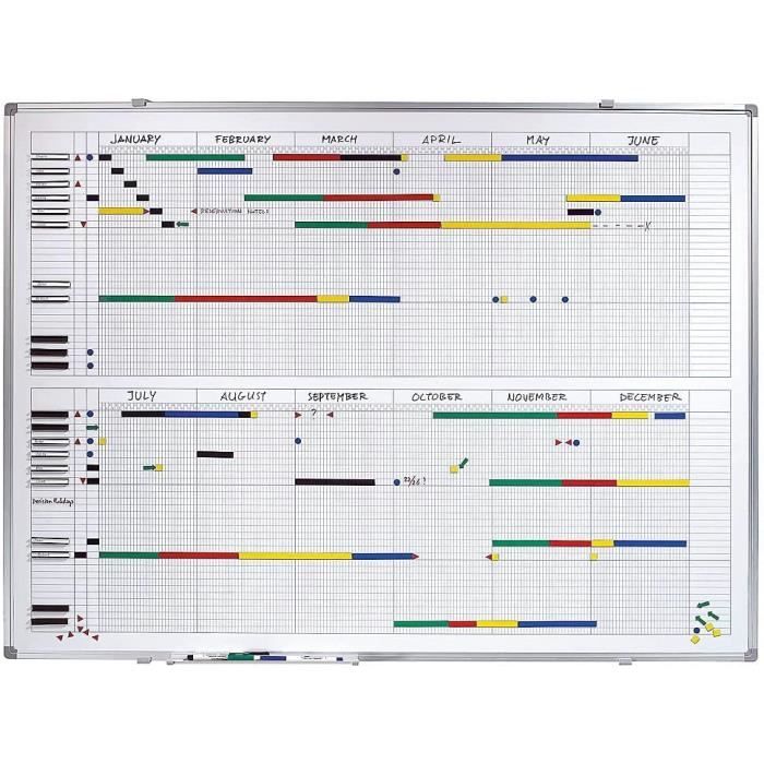 Planning annuel 1200 x 900 mm - division en 2 semestres et 365 cases ...