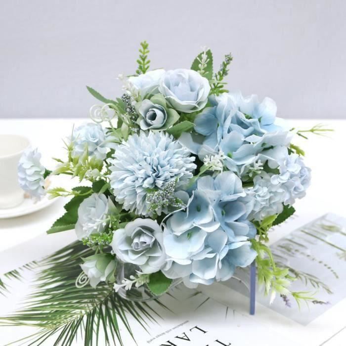 RA10185-1 bleu rose - Bouquet d'hortensias artificielles multicolores 1 ...