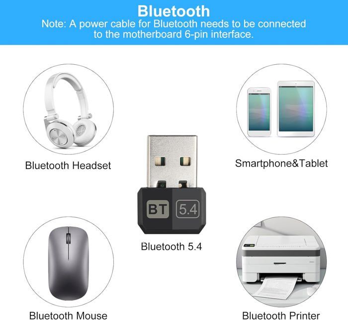 Adaptateur Bluetooth 5.4, Cle Bluetooth Pour Pc Carte Bluetooth Pc, Clé ...