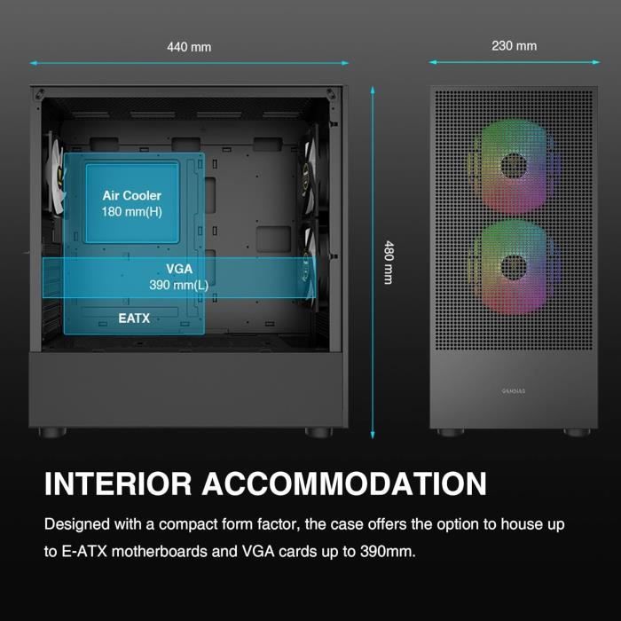 Pc Gamer Boitier, Boîtiers Gaming Eatx Moyen Tour Vide, Airflow Mesh ...
