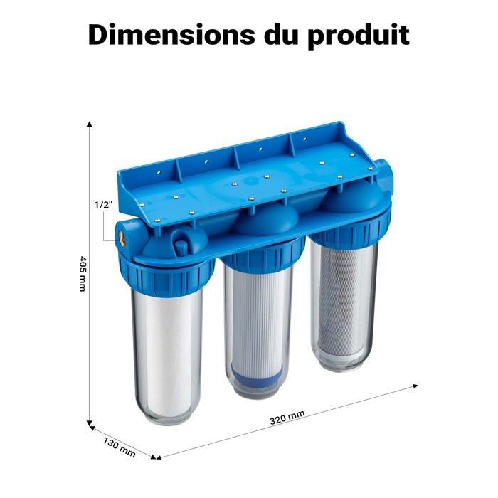 Naturewater NW-BR10B4 – Système de filtration 3 Étapes – 20,67 mm 1/2 ...
