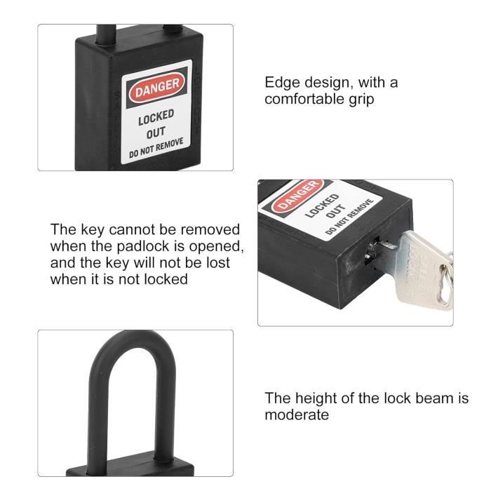 Lockout Tagout Lock,Cadenas De Sécurité Avec 2 Clés,Nylon Résistant À ...
