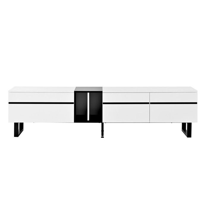 Meuble TV bas blanc 180x38x45cm moderne minimaliste avec compartiment ...