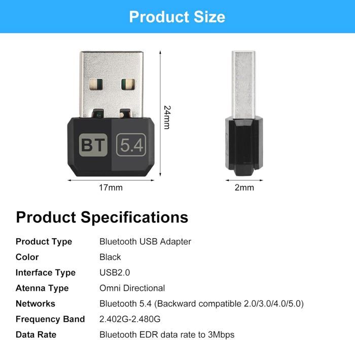 Adaptateur Bluetooth 5.4, Cle Bluetooth Pour Pc Carte Bluetooth Pc, Clé ...