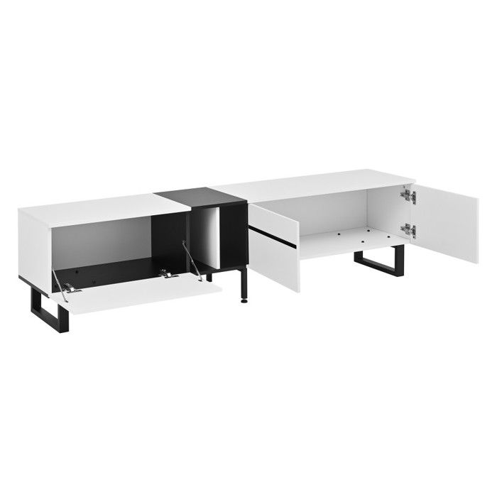 Meuble TV bas blanc 180x38x45cm moderne minimaliste avec compartiment ...