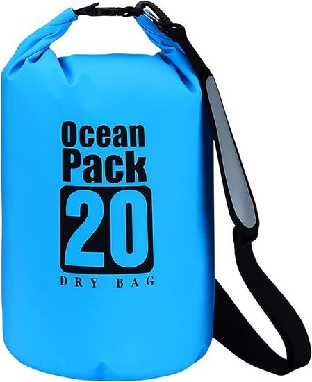 Sac tanche Flottant 20 L Avec Double Sangle Pour Kayak Rafting Bateau Natation Camping Bleu ...