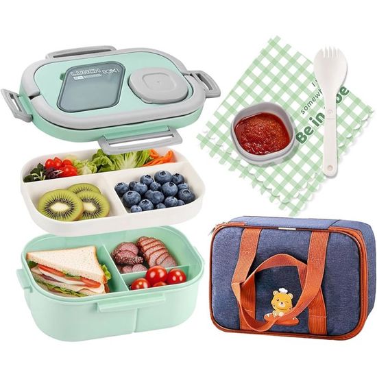 Lunch Box avec Sac Isotherme Repas,Boite Gouter Enfant Adulte 1.2l ...