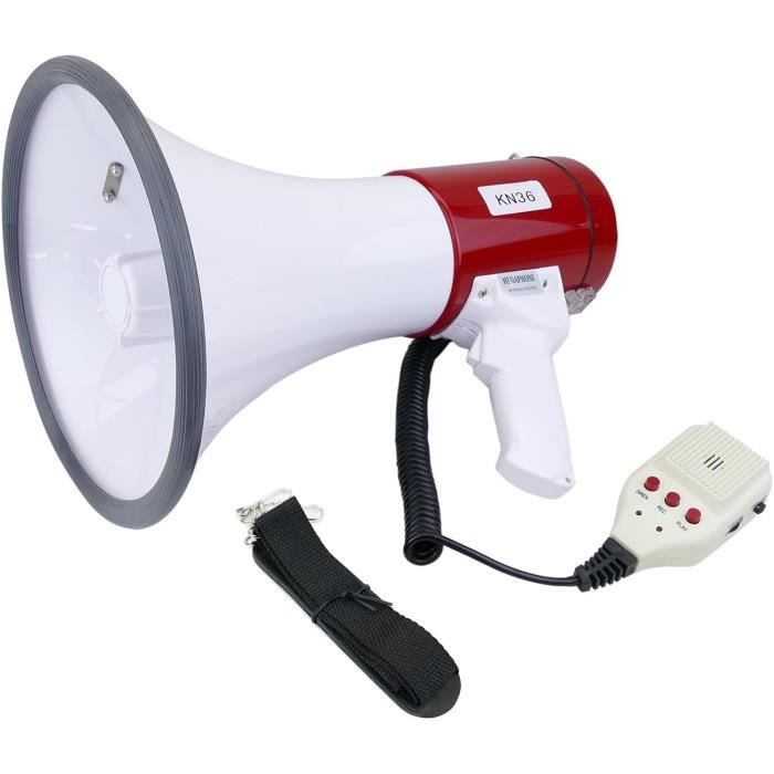 BeMatik - Mégaphone 25W avec enregistrement 10s et sirène Haut-parleur ...