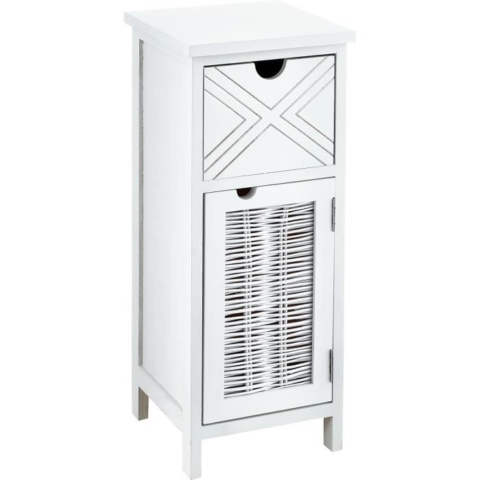 1,Paulownia,Tiroir et Porte,25x25x60 cm.[Y164] - Cdiscount Maison