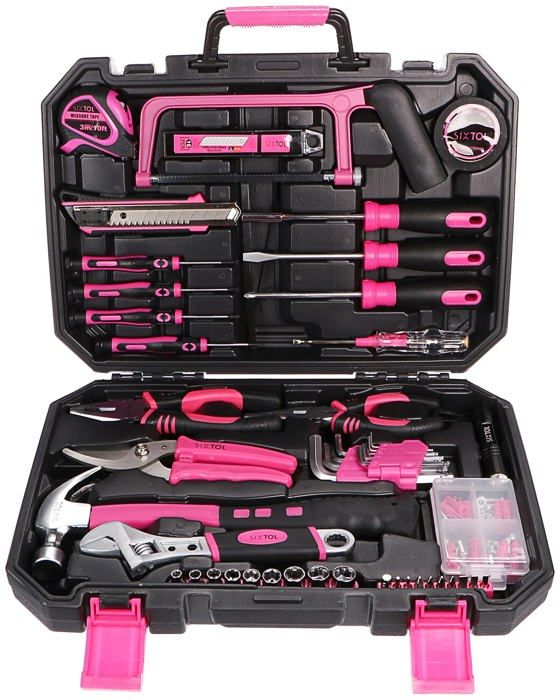 Kit d'outils - SIXTOL - HOME PINK 128 - 128 outils - Mallette pratique ...