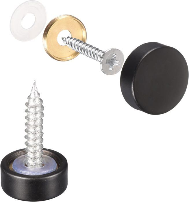 Cache Vis Miroir, 12mm, 4Pcs Laiton Décoratif Capuchon Vis Couverture ...