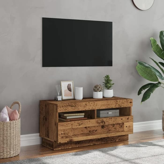 Meuble TV - XWO - Armoire TV basse, Pour TV, avec lumières LED, vieux ...