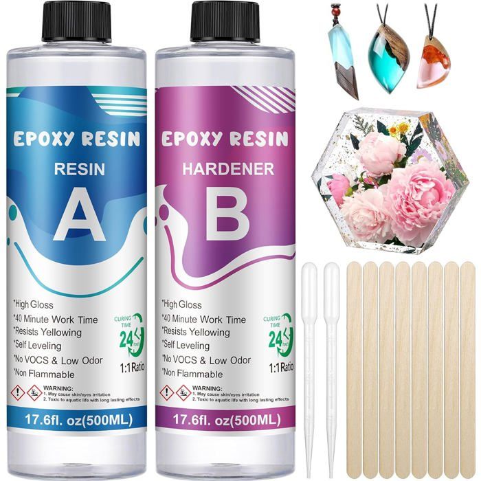 Résine Epoxy Transparente 2 parties 1000 ml, 1: 1 Ratio Revêtement ...