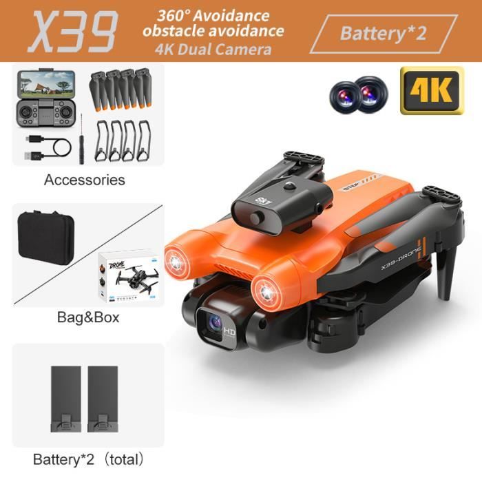Orange-4K-Bag Box 2B - Mini Drone X39 Hd 4k Caméra Double Esc, Flux ...