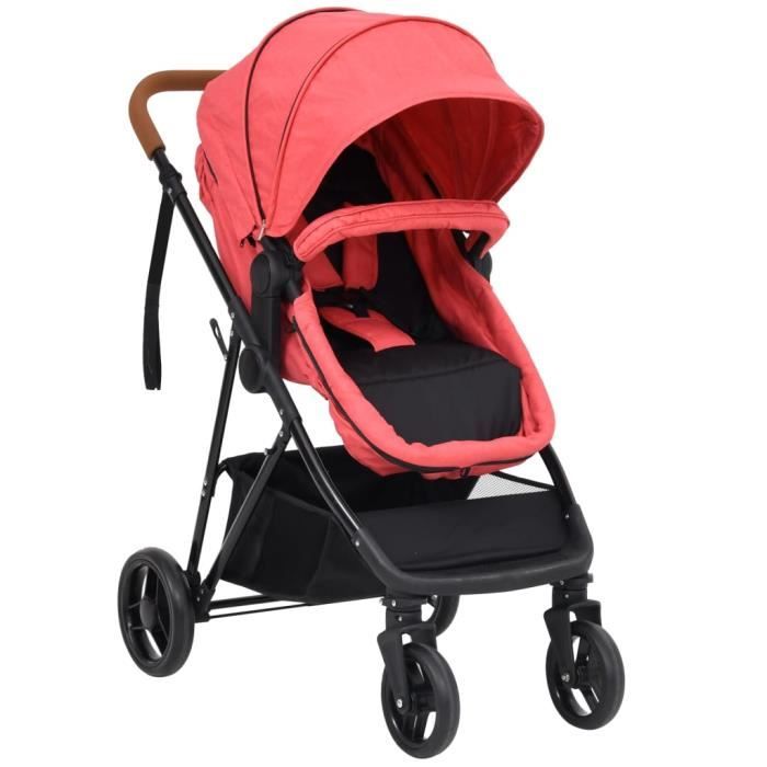Gxuke-Tk Poussette pour bébé 2-en-1 Rouge et noir Acier AB10339 84530 ...