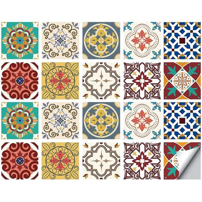 Stickers carrelage - Crédence Adhésive Salle de Bain 15X15 cm - Motif-5 ...