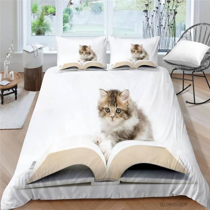 Housse De Couette, Ado Garçon Fille 3D Chat Animal Parure De Lit Pour 1 ...