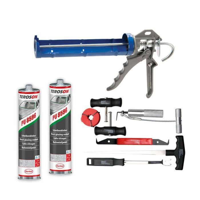 Kit d'outils pour dépose de pare-brise collés avec pistolet à colle et ...