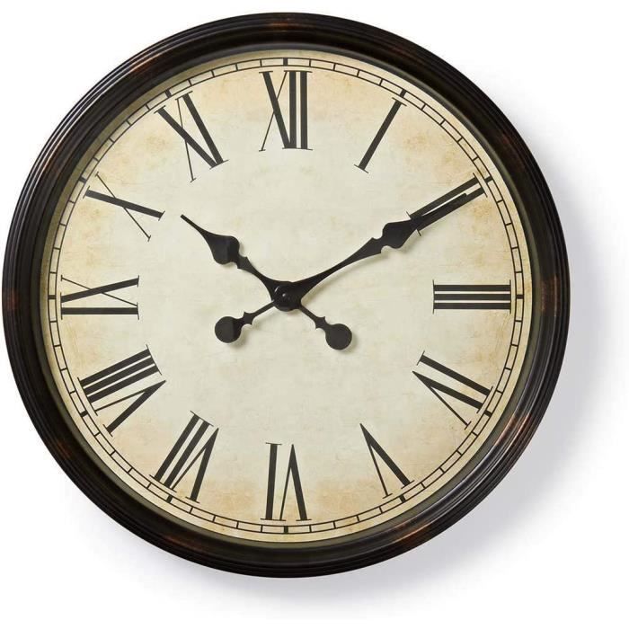 Horloge Murale Cercle Diamètre 50 cm Style Antique Noir - Nedis ...