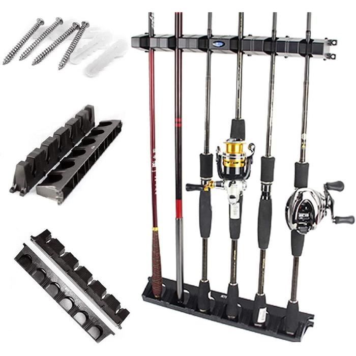 Support mural pour canne à pêche - Support de rangement portable à 6 ...