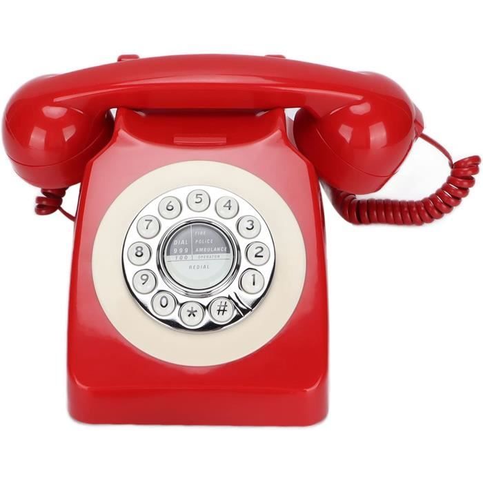 Téléphone Rétro Filaire,Téléphone Fixe Rétro Des Années 1980,Design Rotatif Classique,Téléphone ...
