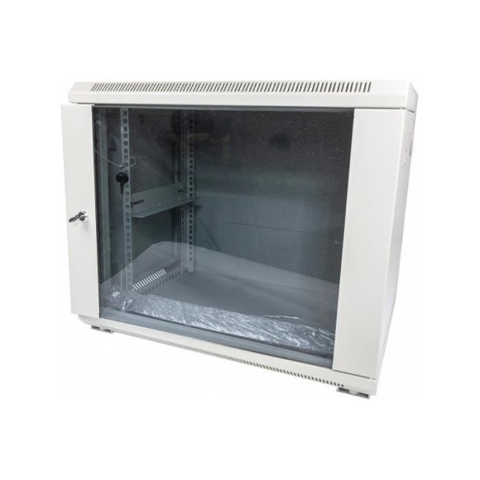 Coffret mural informatique fixe 6U 19 pouces Prof : 450mm en kit gris ...
