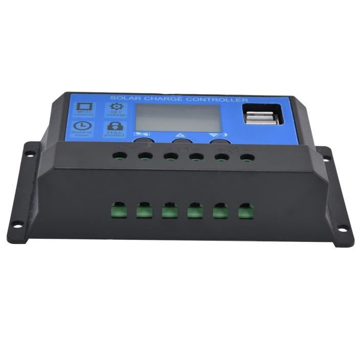 YUI-Contrôleur de charge solaire Affichage LCD Double régulateur de contrôle intelligent USB DC ...