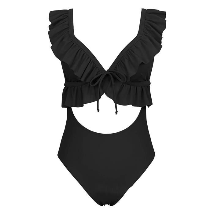 Maillot De Bain Bikini Sexy Bikini Sexy Col V Cou Style Black Black