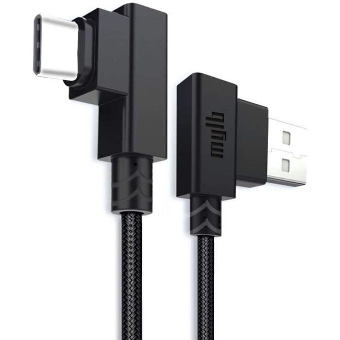 MYLB cable usb c 10cm, Coudé 90 Degrés Câble USB C en Nylon Tressé ...