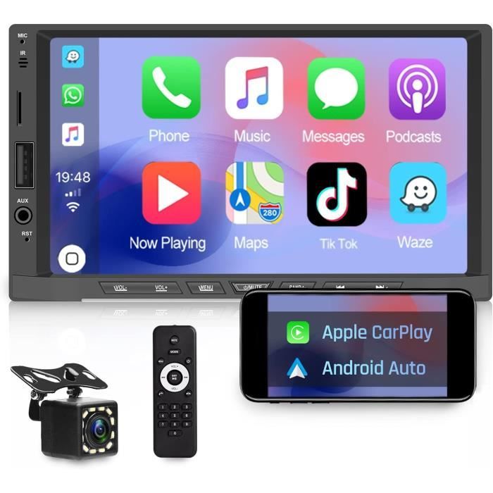 Autoradio 2 Din Avec Android Auto Et Carplay, Bluetooth Car Stereo Support Fm Usb Swc Mirror ...