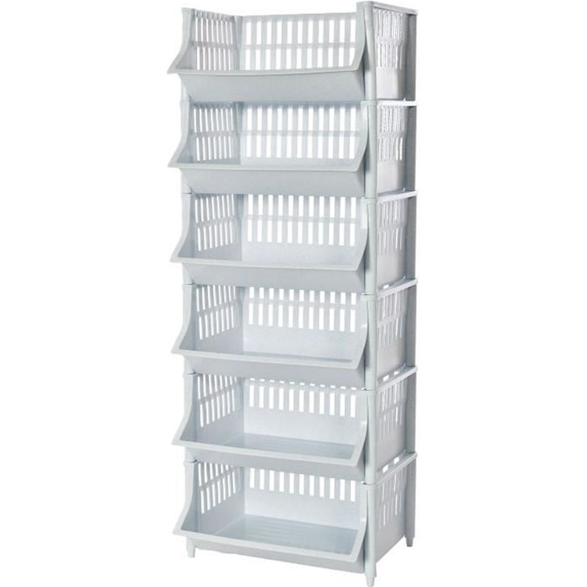 Étagère de rangement modulable en plastique 6 niveaux 110x41x30cm, Gris ...
