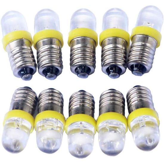 10Pcs E10 12V Jaune Spot Ampoule Led Lampes + 10Pcs E10 Base[J5624 ...