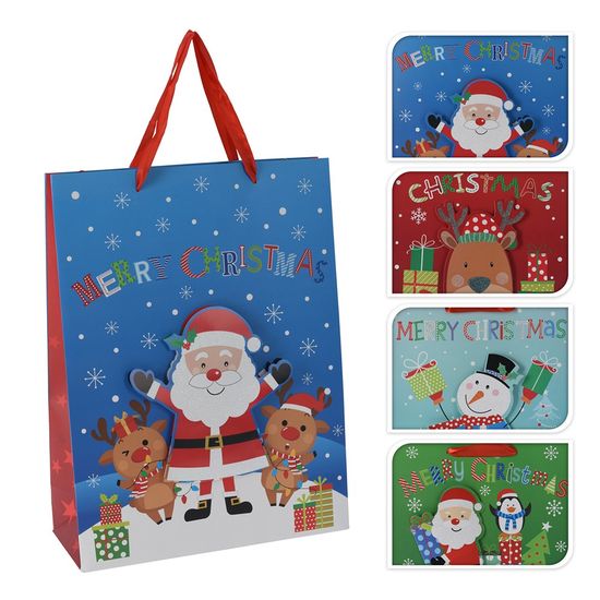 SAC CADEAU MOTIF 3D NOËL ENFANTIN 30X12X40CM Rouge, Bordeaux ...