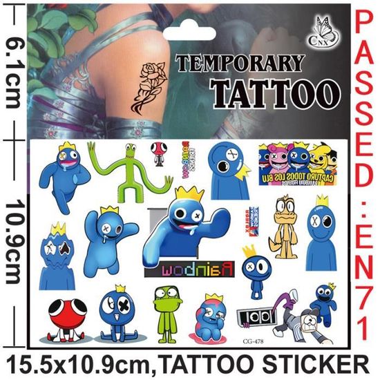 Autocollants De Tatouage Amis Arc-en-ciel Pour Enfants, Jouets Monstres ...