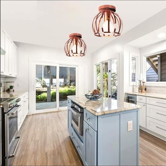 IDEGU Lot de 2 Plafonnier Vintage en Fer,E27 Lustre Plafonnier Retro ...